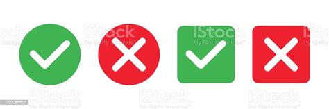 체크 마크 X 마크 아이콘을 확인합니다 녹색 체크 표시와 빨간색 X 기호 흰색 배경에서 격리된 오류 벡터 기호를 수정했습니다 원과 정사각형 상자에 체크표시를 투표합니다 확인