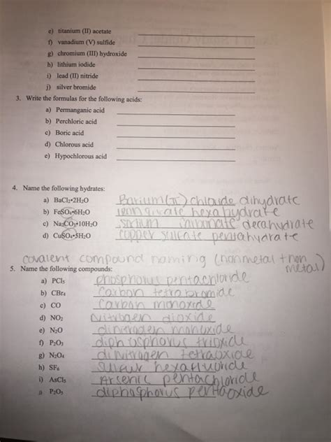 Solved E Titanium Ii Acetate F Vanadium V Sulfide G