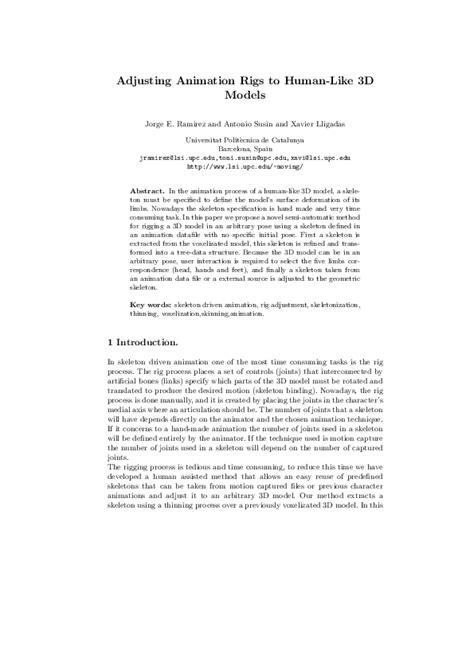 pdf adjusting animation rigs to human like 3d models