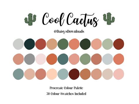 Cool Cactus Procreate Colour Palette Procreate Color Palette Ipad Procreate Swatches Instant
