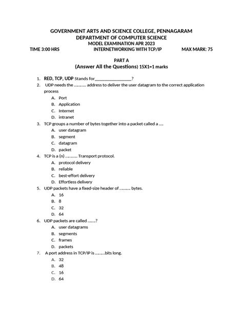 Tcp Ip Internal 2 Question Pdf Internet Protocols Internet