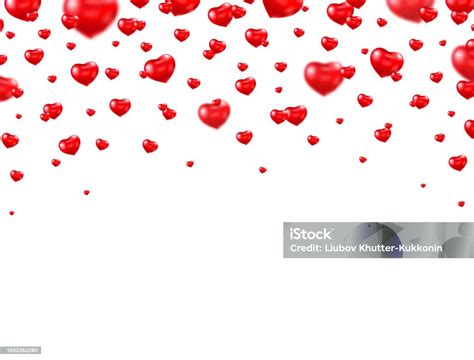 흰색 배경에 떨어지는 빨간 풍선 심장입니다 밝은 헬륨 풍선입니다 발렌타인 데이 카드 하트 모양의 에어 볼롱 로맨틱 한 프레임입니다 벡터 일러스트레이션 3차원 형태에 대한