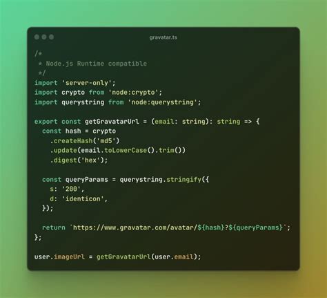 Couple Of Useful Nextjs Functions For Generating A Gravatar Image For The User For Either The