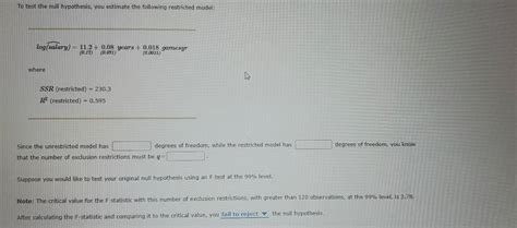 Get Answer 10 Testing Multiple Linear Restrictions With The F Test