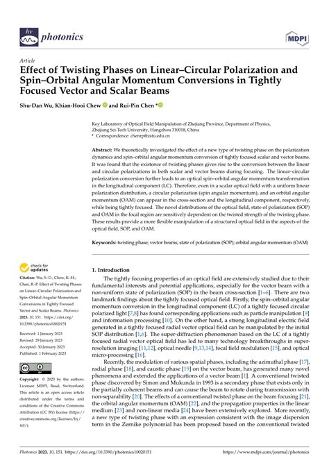Pdf Effect Of Twisting Phases On Linearcircular Polarization And