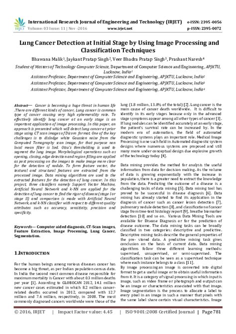 Pdf Lung Cancer Detection At Initial Stage By Using Image Processing And Classification Techniques