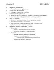 SCM Exam Study Review Chapter Operations Management Focused On Managing