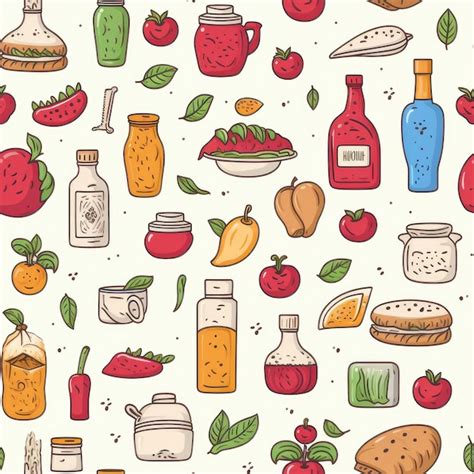Premium Photo Food Culinary Delights Gastronomy Seamless Pattern