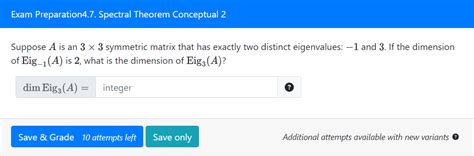Solved Suppose A Is An 3×3 Symmetric Matrix That Has Exactly