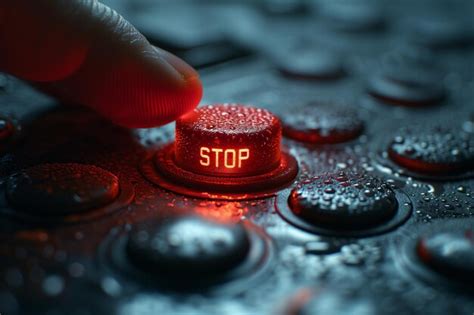 Premium Photo Big Red Control Button With Text STOP