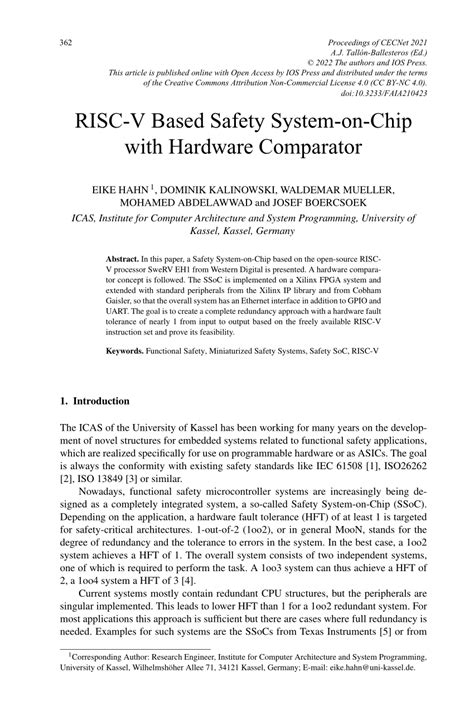 PDF RISC V Based Safety System On Chip With Hardware Comparator