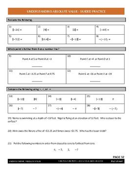 Number System Understanding Absolute Value By Scholl Math TpT