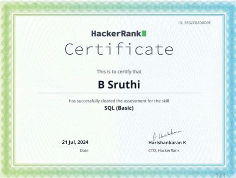 Sruthi Reddy Beeram On Linkedin Sql Hackerrank Certification Continuouslearning…