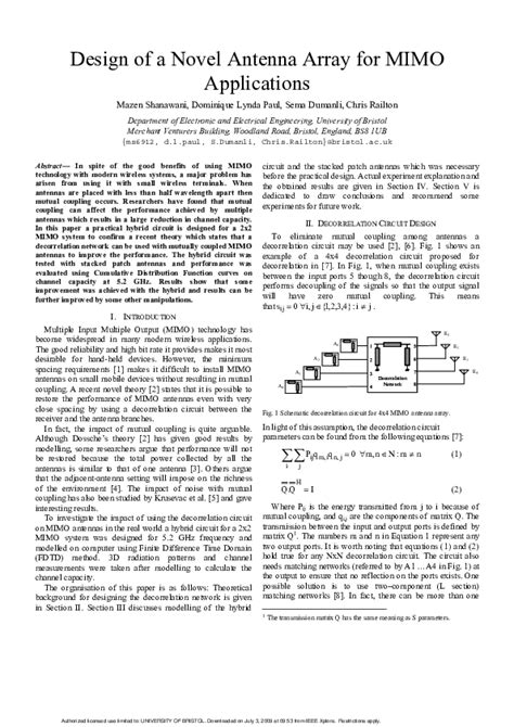 pdf design of a novel antenna array for mimo applications