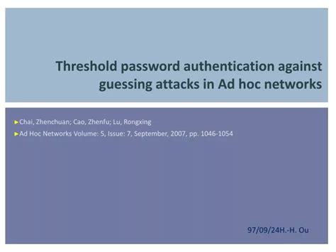 Ppt Threshold Password Authentication Against Guessing Attacks In Ad Hoc Networks Powerpoint