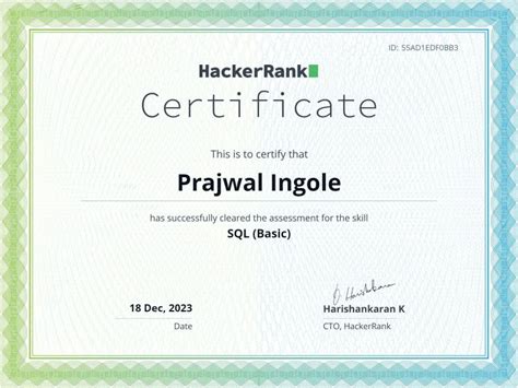 Prajwal Ingole On Linkedin Sql Certification Hackerrank