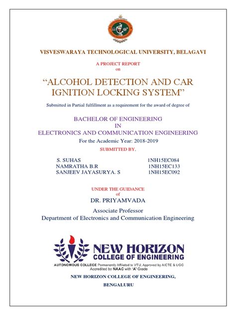 Alcohol Detection And Car Locking System Sample Thesis Book Pdf Electric Motor Information