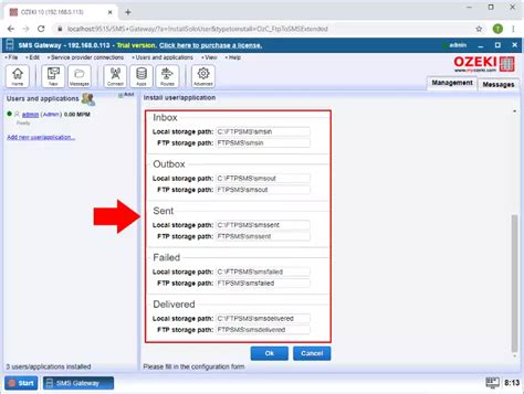 send sms from an ftp server
