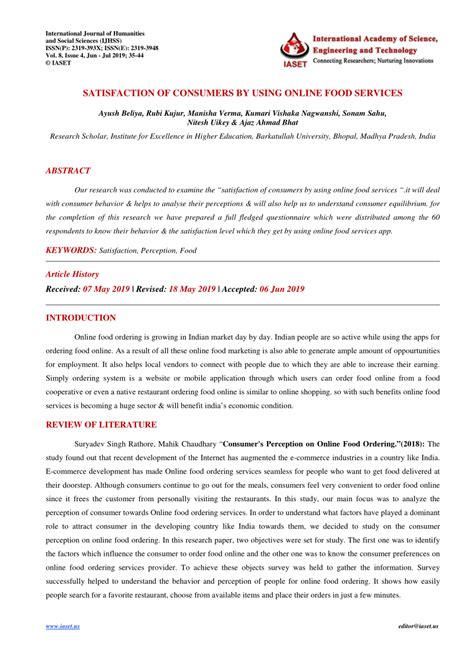 Pdf Satisfaction Of Consumers By Using Online Food Services
