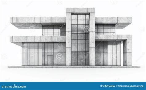 Minimalist Concrete Building With Large Glass Windows Showcasing Modern Architectural Design