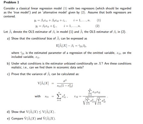Solved Problem 1consider A Classical Linear Regression Model