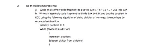 Solved Do The Following Problems A Write An Assembly Chegg