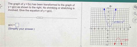 Solved The Graph Of Yfx Has Been Transformed To The Graph Of Ygx As Shown To The Right