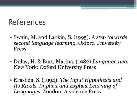 Comprehensible Output Hypothesis Ppt