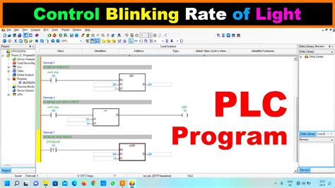 Plc Blinking Light Control On And Off Time Example Program Youtube