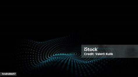 미래의 어두운 배경입니다 파란색 점으로 구성된 웹의 파동 효과입니다 빅 데이터 기술과 인공 지능의 그림입니다 입자 진동의 효과 3d 렌더링 0명에 대한 스톡 벡터 아트 및