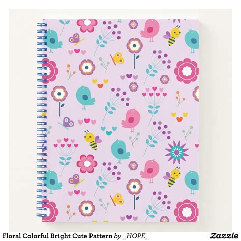 Floral Colorful Bright Cute Pattern Notebook Pattern Notebooks Cute Pattern Floral