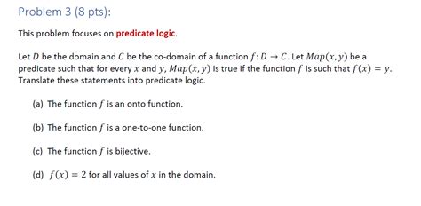 Solved Problem 3 8 Pts This Problem Focuses On Predicate