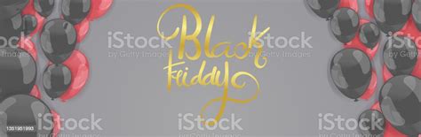 소매 쇼핑 또는 블랙 프라이데이 프로모션을위한 풍선과 블랙 프라이데이 판매 포스터 현대적인 디자인 보편적 개체 그룹에 대한 스톡 벡터 아트 및 기타 이미지 Istock