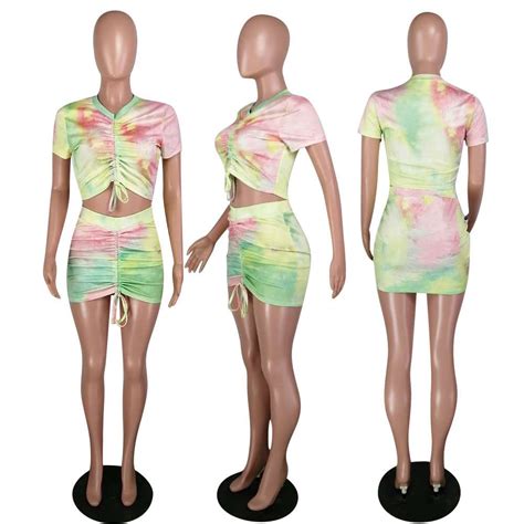 Two Piece Mini Skirt Set Fashionable Womens Summer Fashion Outfit