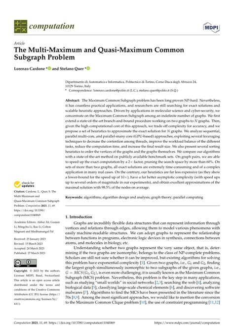 Pdf The Multi Maximum And Quasi Maximum Common Subgraph Problem