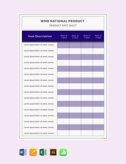 FREE Rate Sheet Template Download In Word Google Docs Excel PDF Google Sheets Illustrator