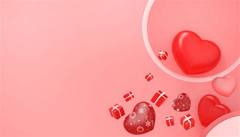 사랑 초대 카드 해피 발렌타인 데이 배경과 선물 상자 비행 및 인사말 카드 개념과 레드 하트 모양 배너 생일 축하합니다14일 2월 러브 엽서 복사 공간 3d 렌더링 2월에