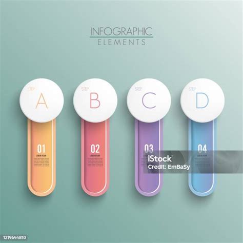 주 원에 연결된 4개의 둥근 종이 흰색 요소가 있는 순서도입니다 회사의 네 가지 주요 비즈니스 목표의 개념 현대적인 인포 그래픽 디자인 레이아웃 브로셔 보고서에 대한 플랫