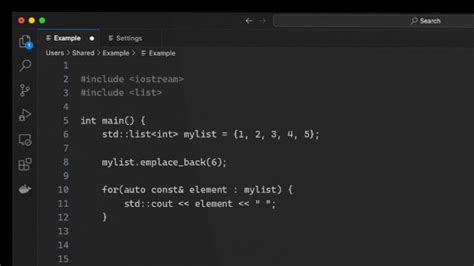 basic example of c function std list back