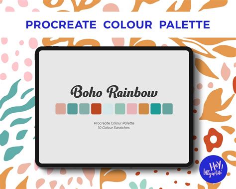 Boho Rainbow Procreate Colour Palette Procreate Swatches Etsy