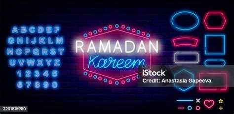 빈티지 프레임이 있는 라마단 카림 네온 라벨 기하학적 경계가 설정됩니다 벡터 스톡 일러스트 0명에 대한 스톡 벡터 아트 및 기타