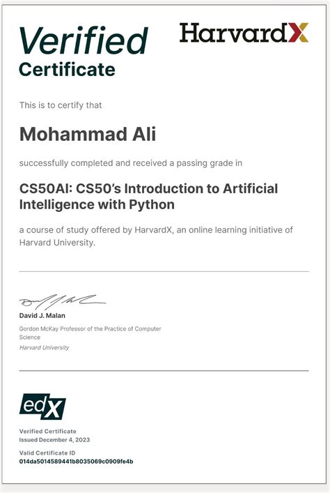 Earned Edx Certificate For Ai With Python Mohammad Ali Posted On The Topic Linkedin