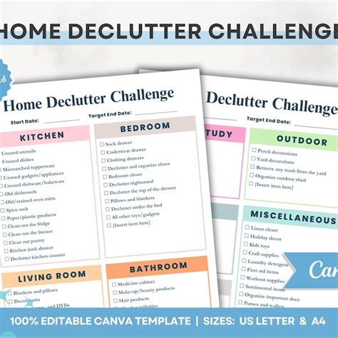 Declutter Checklist Etsy