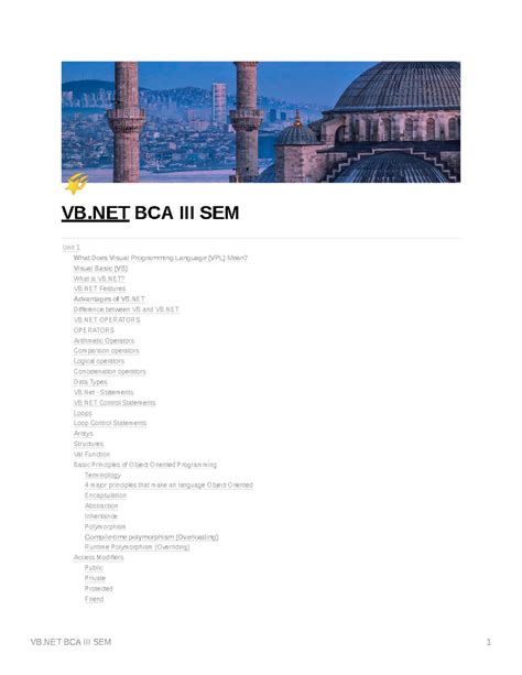 Visual Basic Net Iii Sem Notes Complete 5 Units 🌠 Vb Bca Iii Sem