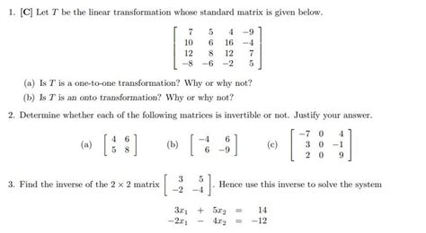 Solved C Let T Be The Linear Transformation Whose Chegg