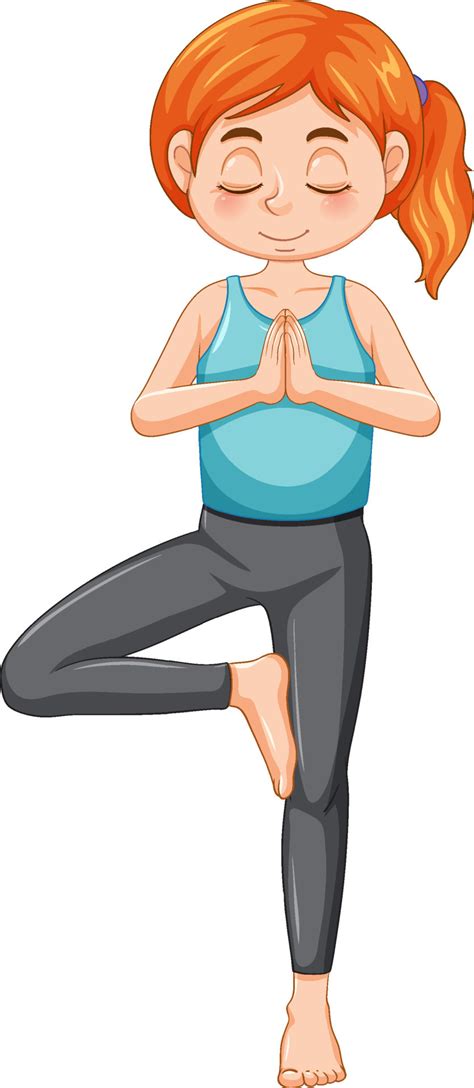 A Girl Doing Yoga Cartoon Character 14007996 Vector Art At Vecteezy