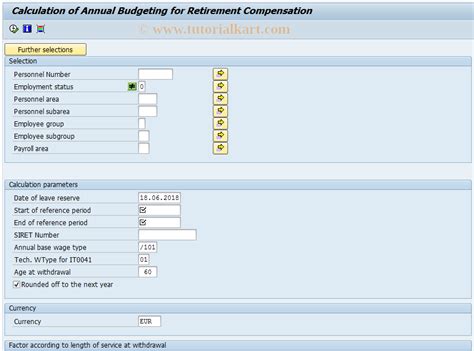 PC00 M06 LPR1 SAP Tcode Calc Retirement Budget