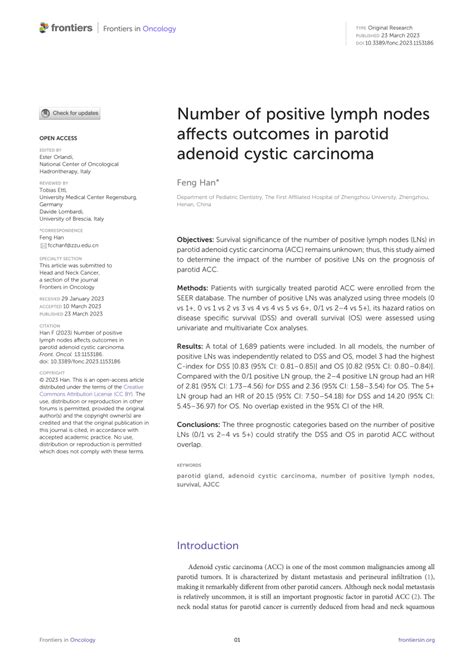 Pdf Number Of Positive Lymph Nodes Affects Outcomes In Parotid