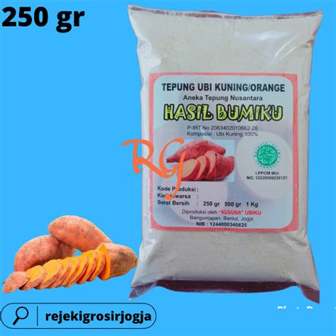 Jual Tepung Ubi Kuning Kemasan 250 Gram Tepung Ubi Orange Kemasan 250 Gram Umbi Kuning Tepung