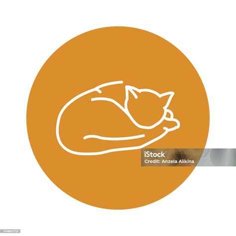 잠자는 고양이 컬러 라인 아이콘입니다 웹 페이지용 픽토그램 개념에 대한 스톡 벡터 아트 및 기타 이미지 개념 개념과 주제